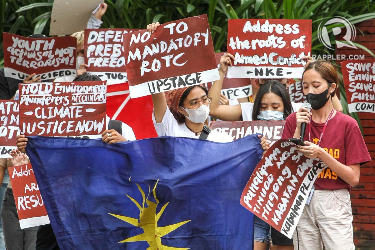 Student activists stage a protest at the University of the Philippines ...