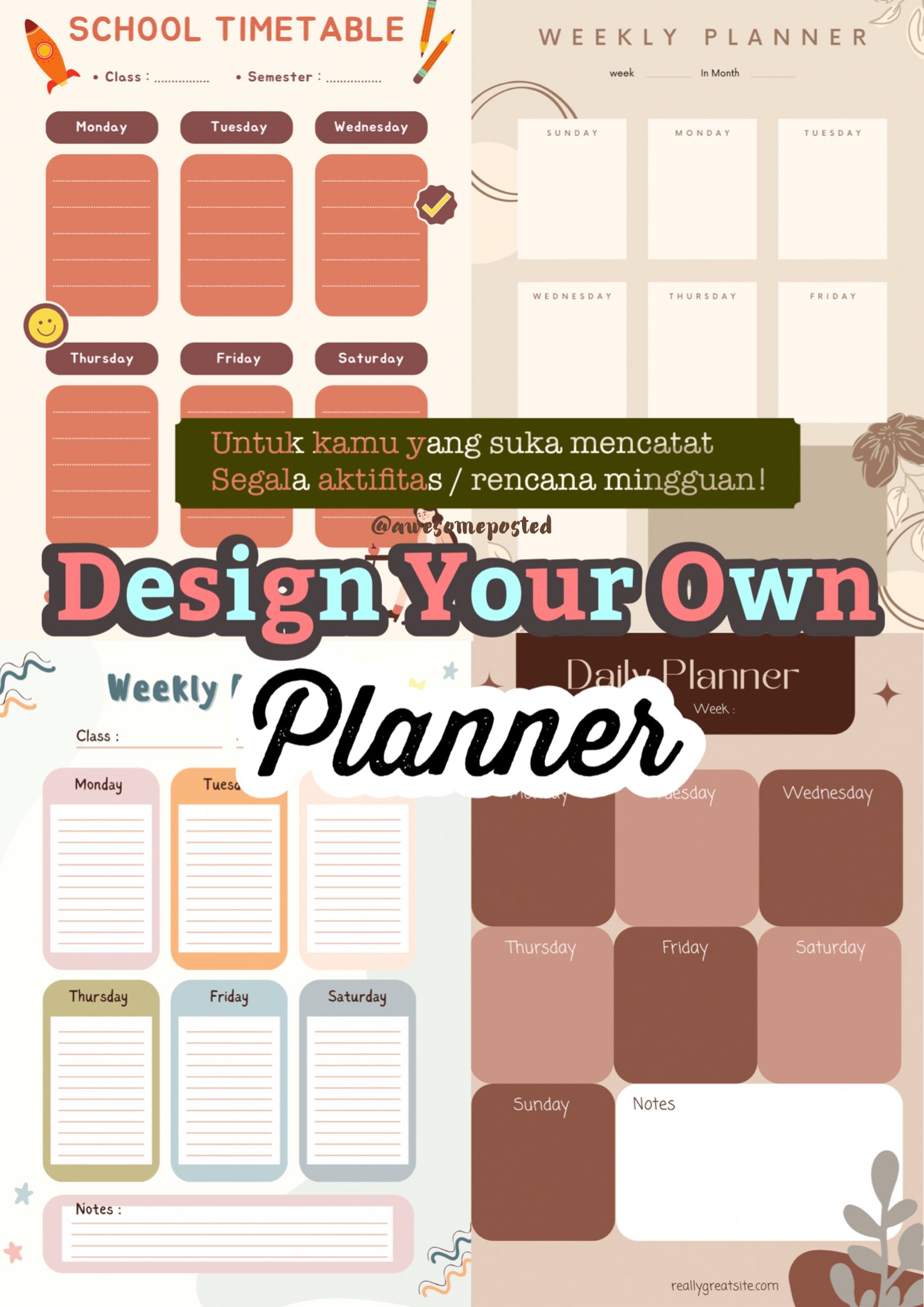 Cute Weekly Class Planner Template
