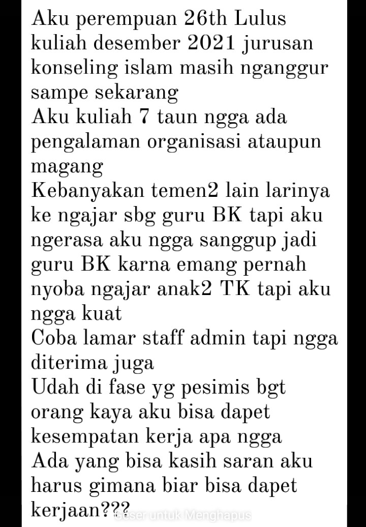 BACA RULES DI (bit.ly/worksfess) on Twitter: "Cw // nganggur Work! minta sarannya dong temen ...