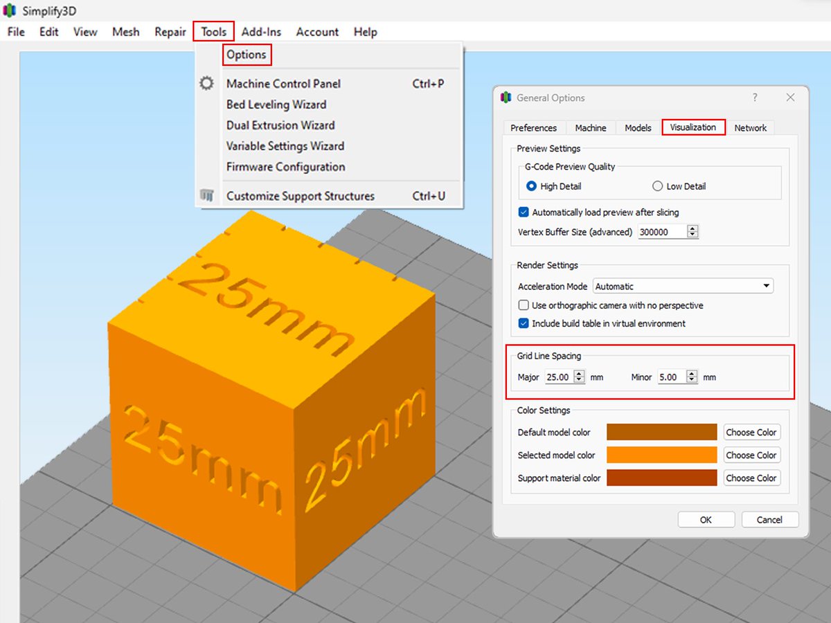 Simplify3D on Twitter: "Customizing Simplify3D's gridlines helps you accurately orient and size ...