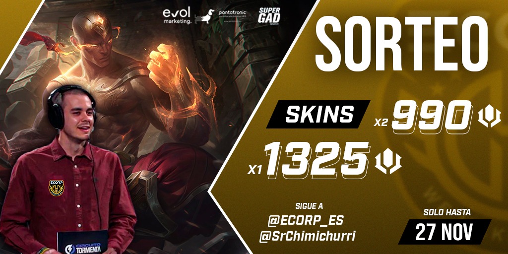 ECORP on Twitter: "🎁¿Quieres una skin gratis?🎁 Sorteamos +3300 RP en SKINS con SrChimi🕵️ 3⃣ ...