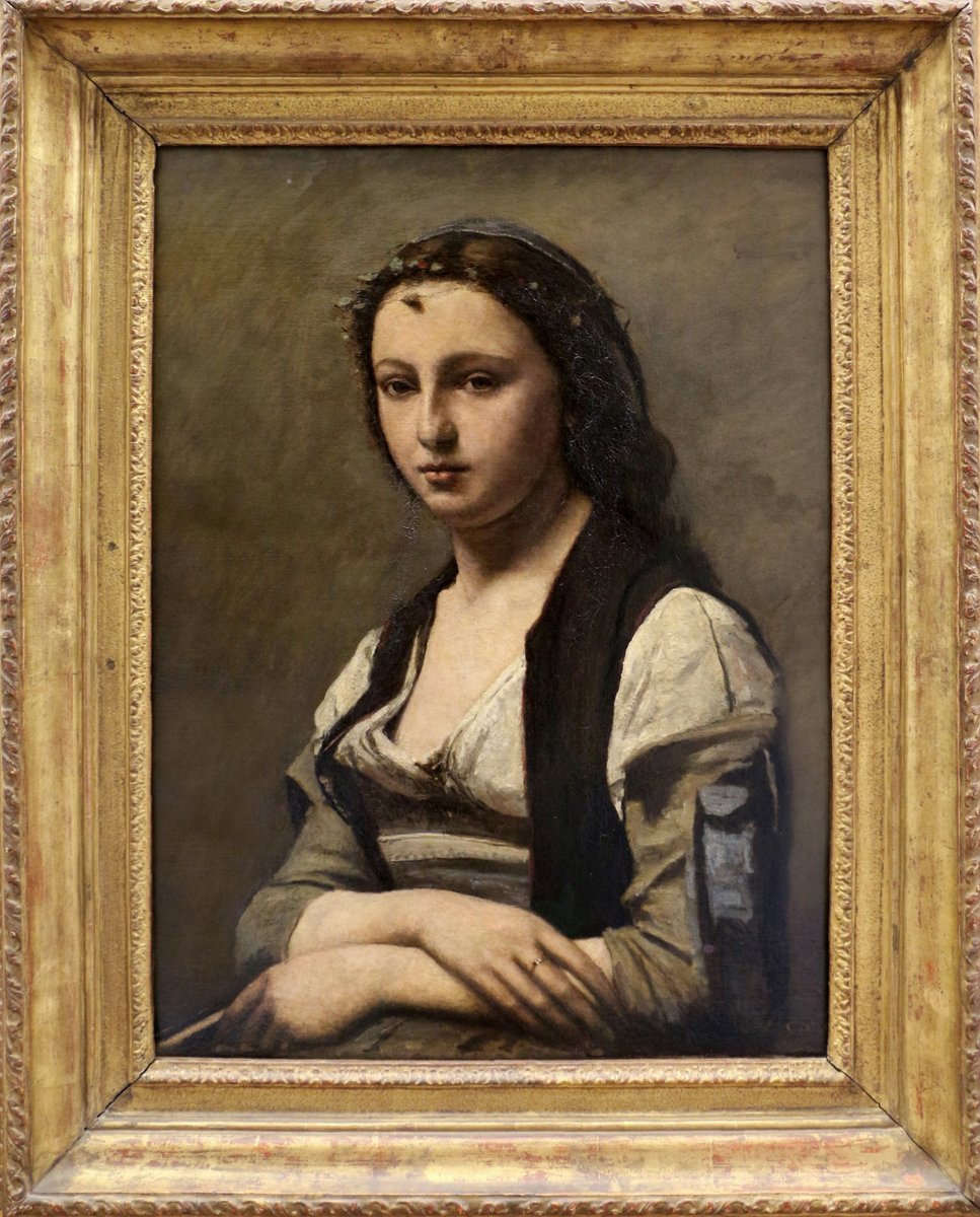 artnau on Twitter: "The Woman with a Pearl, 1868-1870 by Jean-Baptiste-Camille Corot"