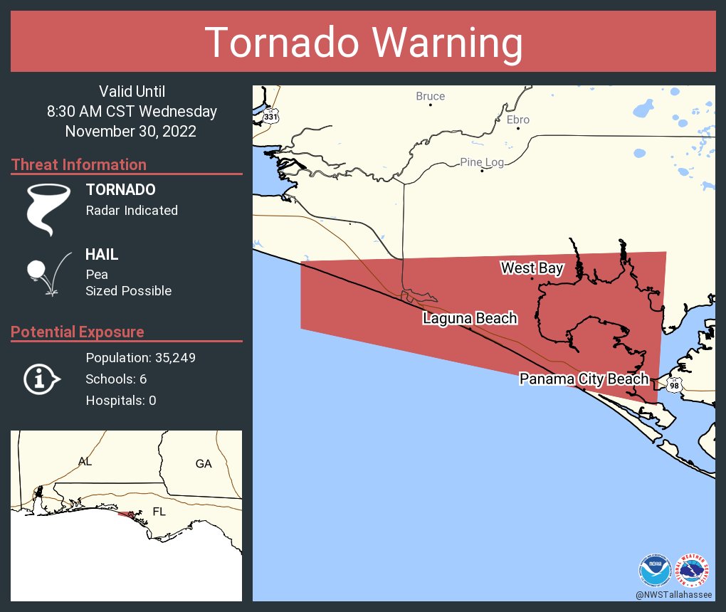 NWS Tornado on Twitter: "Tornado Warning including Panama City Beach FL, Laguna Beach FL and ...