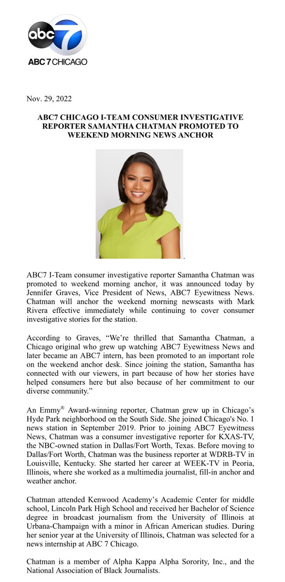 gabaGHOUL on Twitter: "RT @SamChatmanABC7: PERSONAL NEWS: I am excited to announce that I have ...