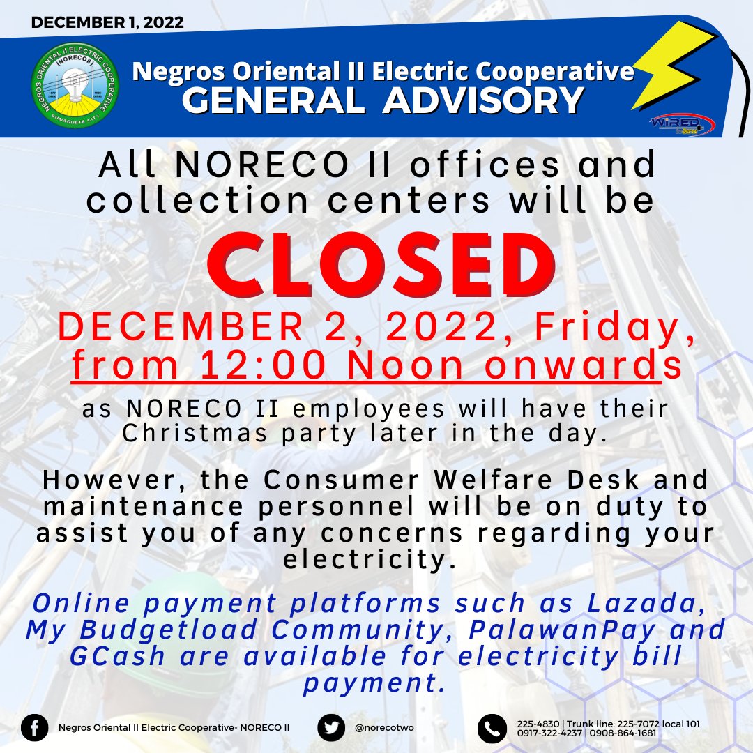 Event - All NORECO II offices and collection centers will be CLOSED on ...