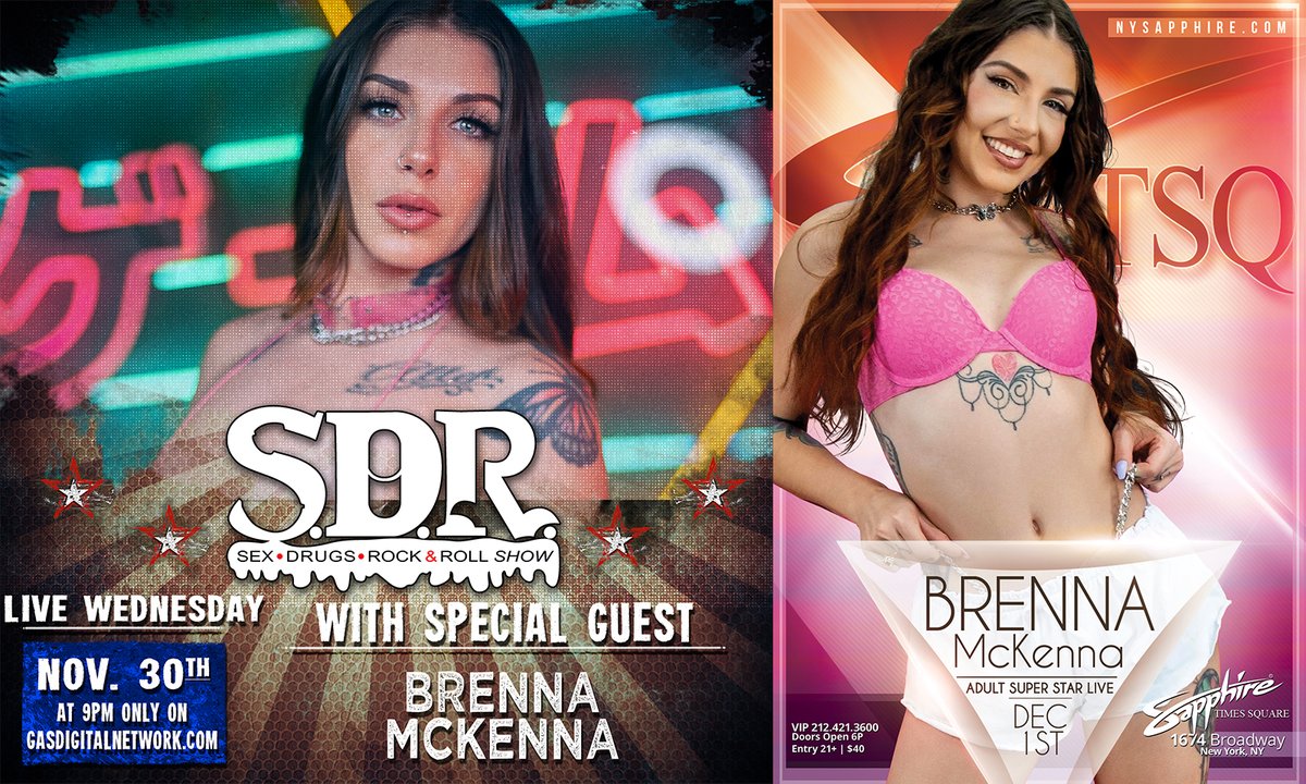 AVN Media Network on Twitter: "Brenna McKenna Coming to 'SDR Show,' Sapphire Times Square http ...