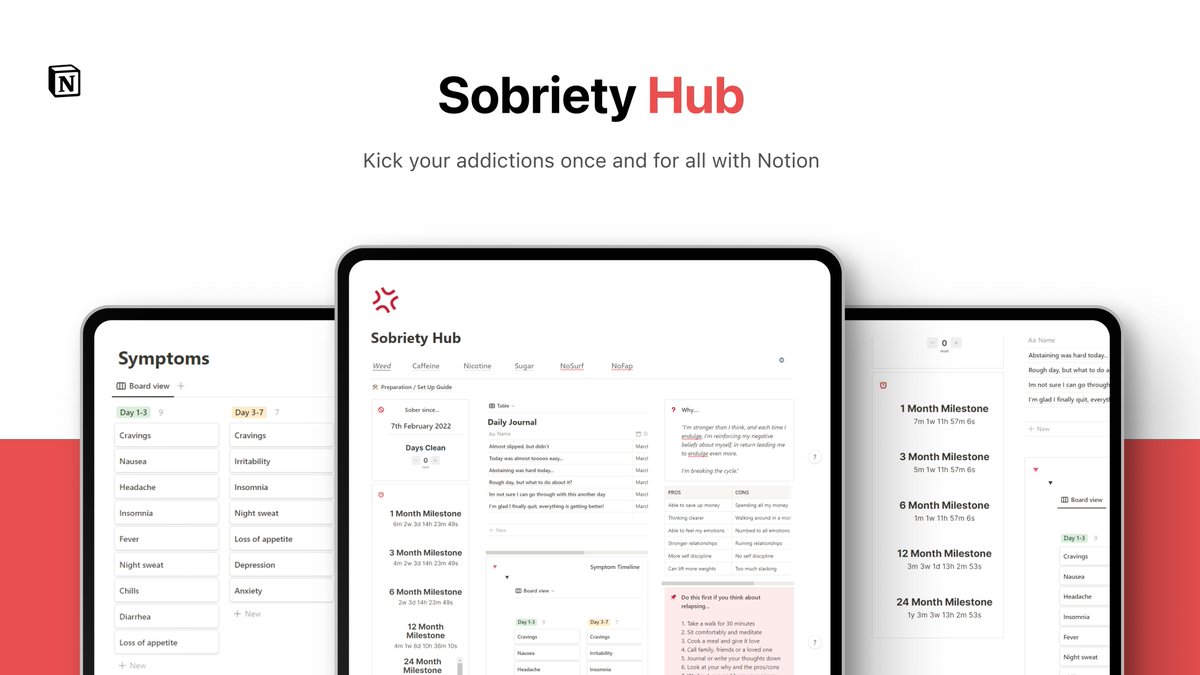 Sobriety Hub. The only "Get Sober System" ever built in Notion. An ...