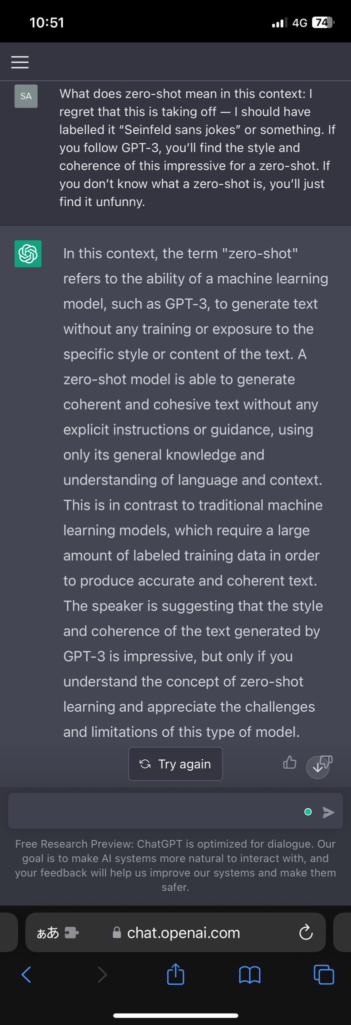 Tom on Twitter: "@goodside I'm impressed https://t.co/WZ8xRcE7NG" / Twitter