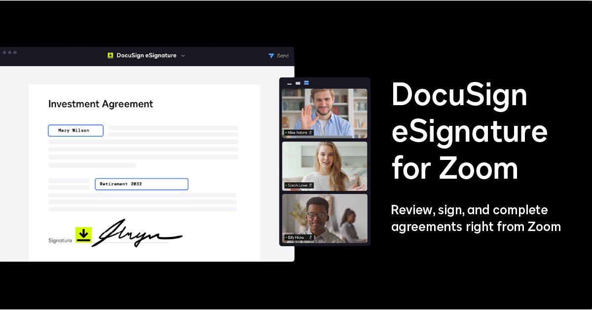 Remotely sign agreements right from @Zoom. https://t.co/MhudDIo03h ...