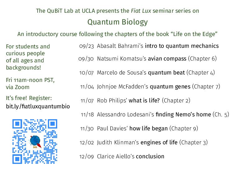 Quantum Biology Tech (QuBiT) Lab on Twitter: "Tomorrow Fri 11am PST: Join us for the 9th lecture ...