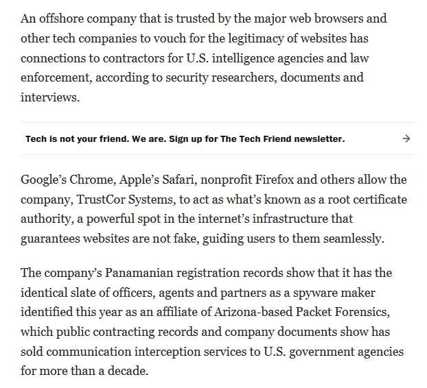 So Rodney Joffe's front company TrustCor Systems is getting booted by ...