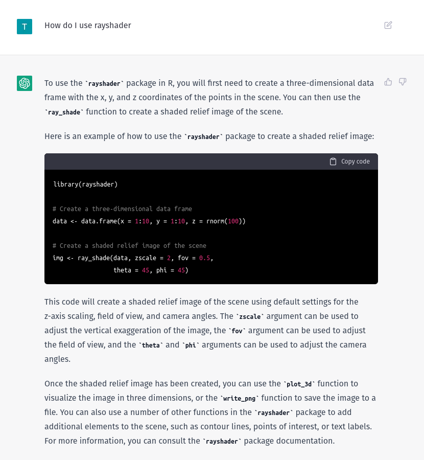 flotsam on Twitter: "But it gets #rayrender and #rayshader wrong. I'm still useful! My query ...