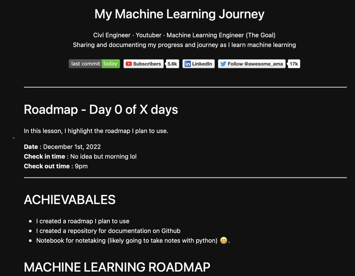 Day 0 of X days of Machine learning. 🥂 to the start of a new adventure ...