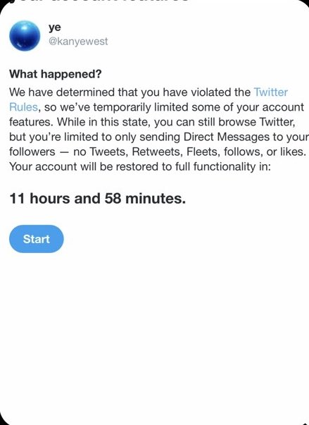 Zachary Petrizzo on Twitter: "Kanye West posts on Truth Social that his Twitter account has been ...