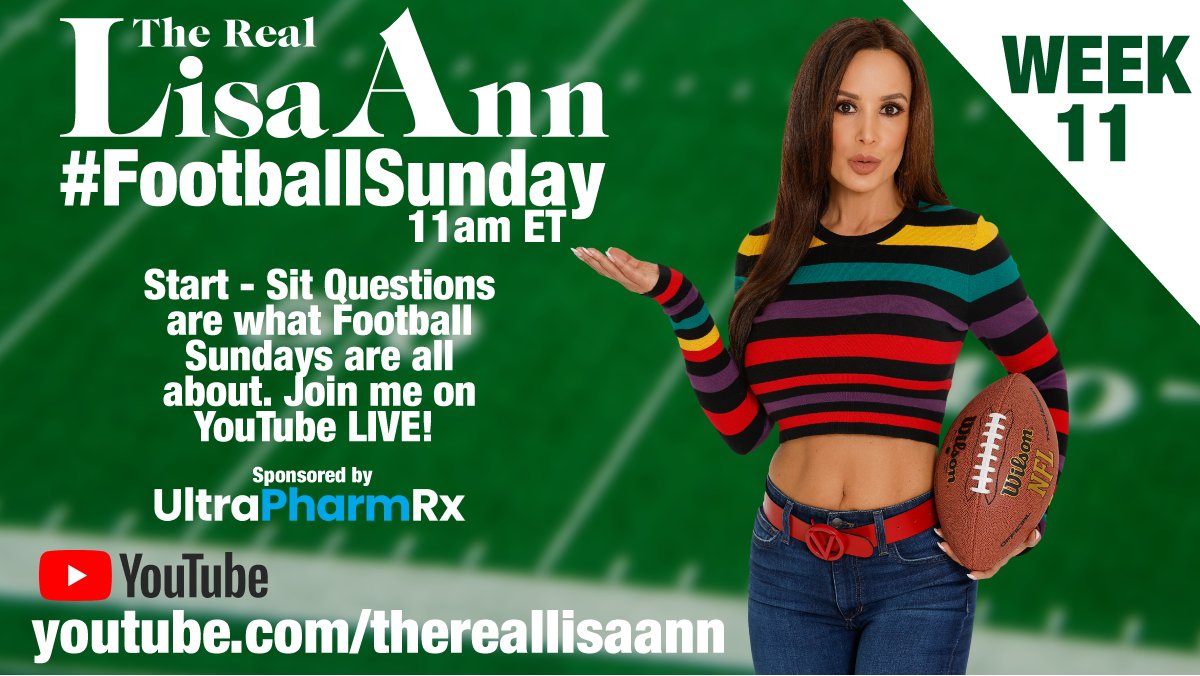 TW Pornstars - Lisa Ann. Twitter. It's Football Sunday! Join me for a YouTube LIVE at 11am. 12: ...