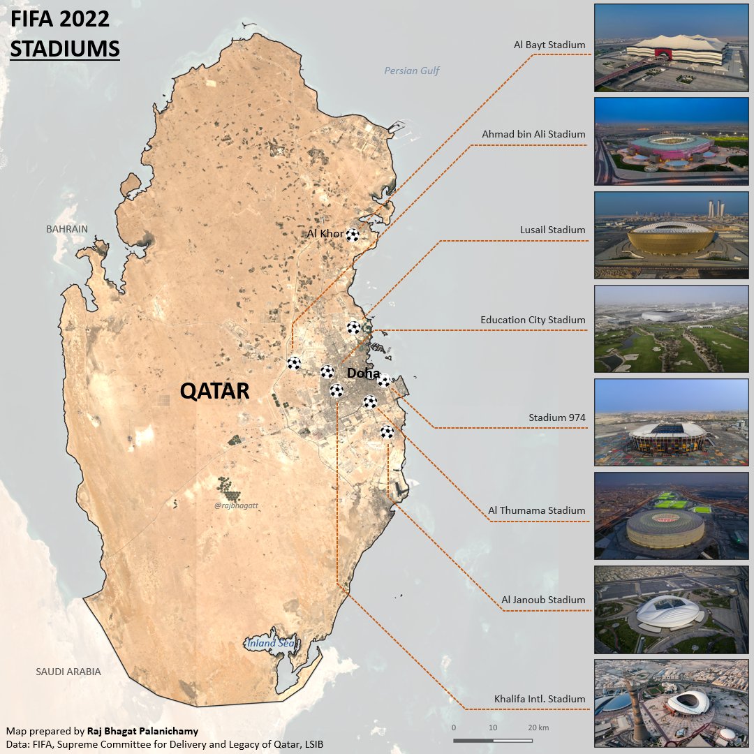 World Cup 2022 Stadiums Map