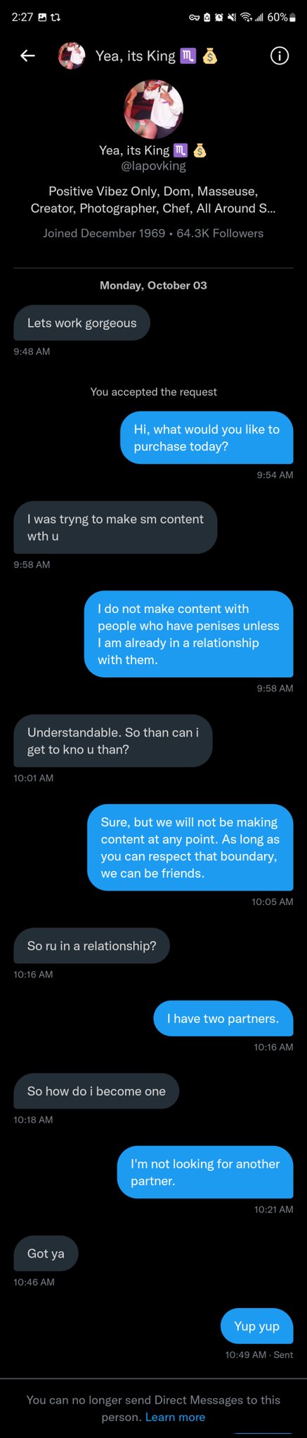 Aphrodite🌹 🔞💖$3 OF on Twitter: "@lapovking is a total fucking weirdo who messaged me on both my ...