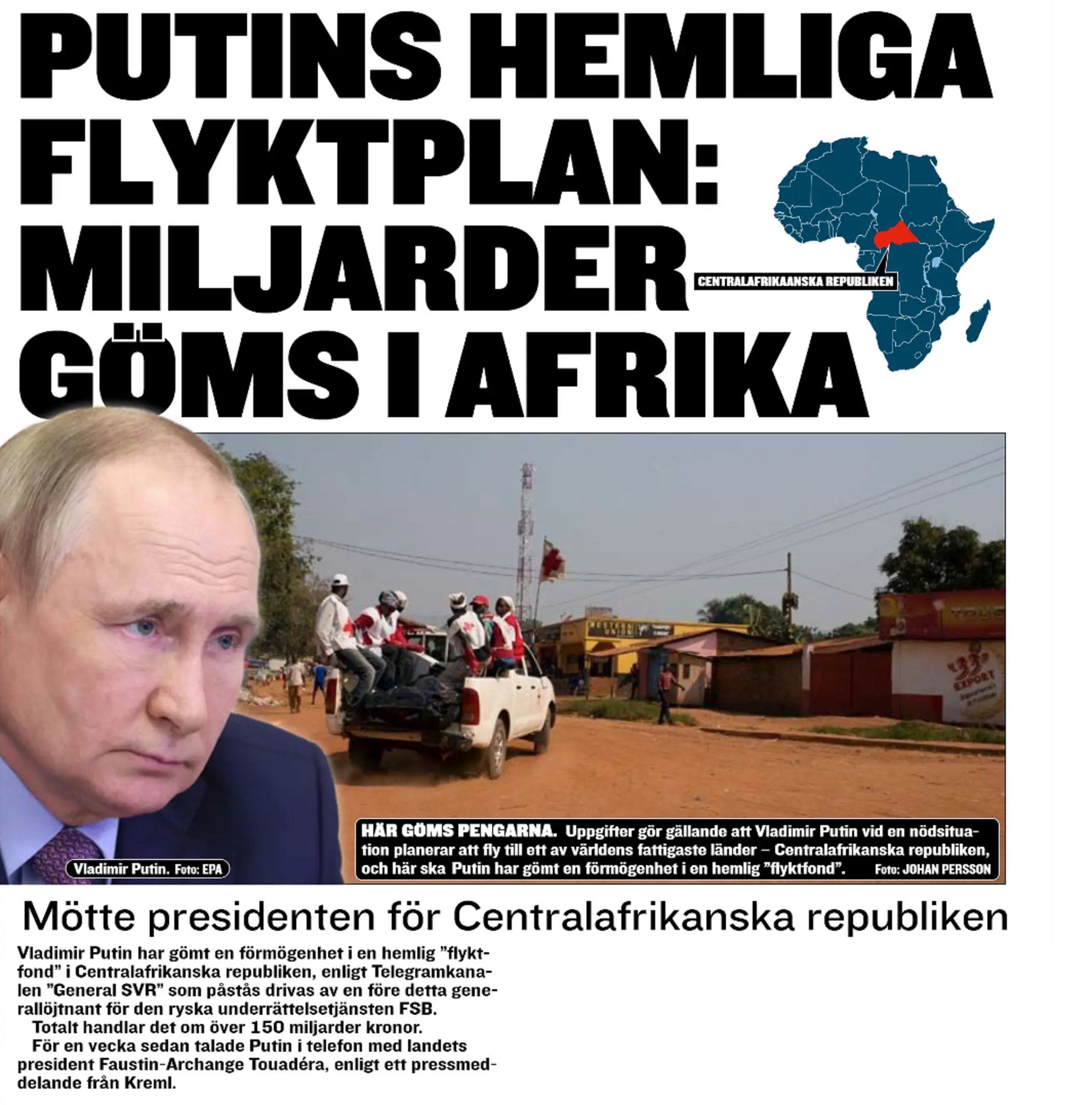 Jari Lairolahti on Twitter: "Putin har en hemlig flyktplan samt 150 miljarder kr som göms i ...