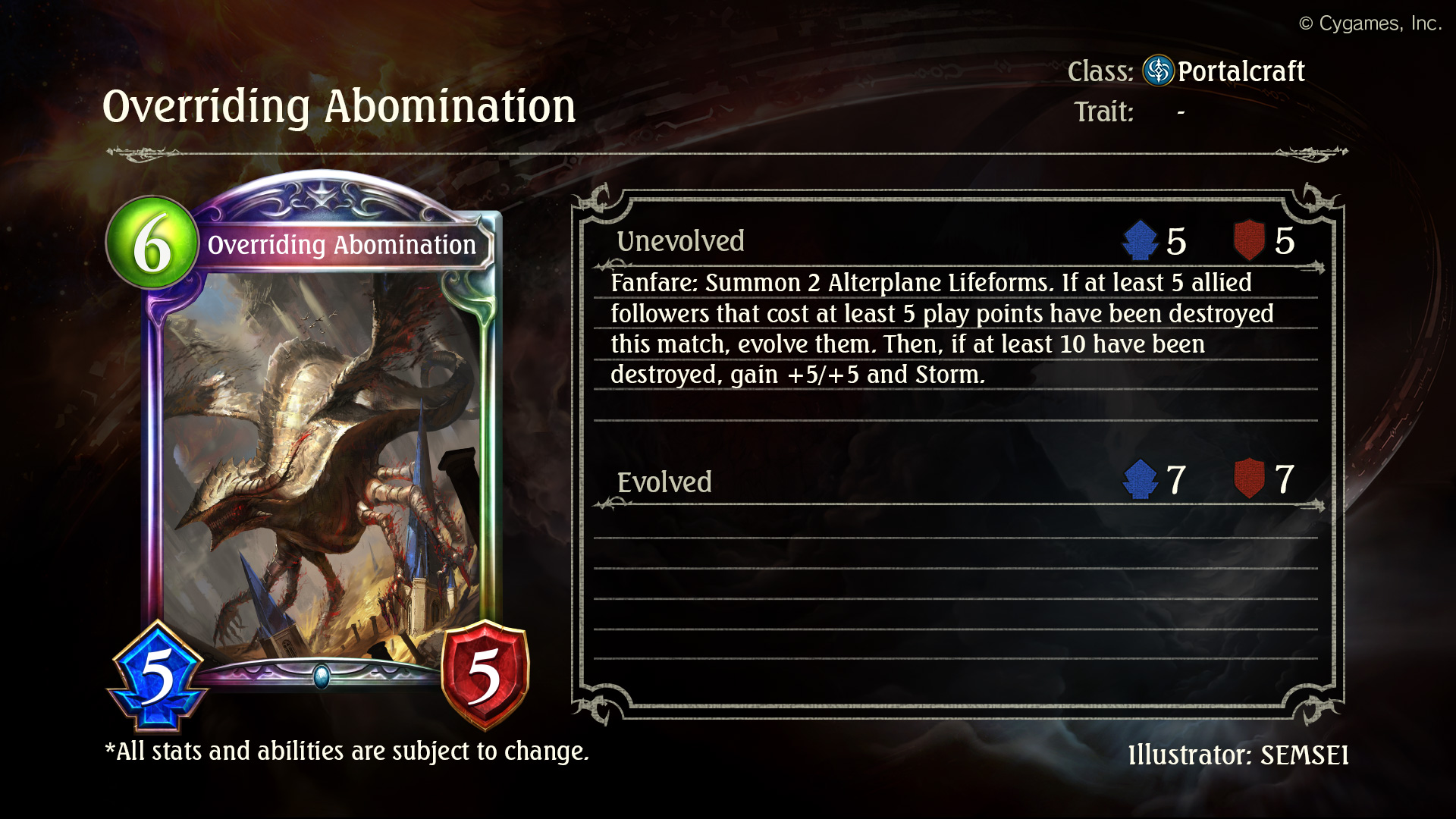 Shadowverse on Twitter: "New Celestial Dragonblade card reveal! Overriding Abomination This ...