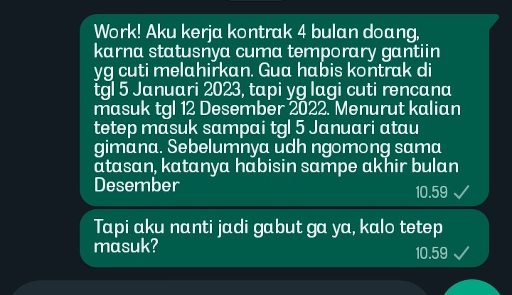 BACA RULES DI (bit.ly/worksfess) on Twitter: "Work! Menurut kalian gua tetep masuk sampe habis ...