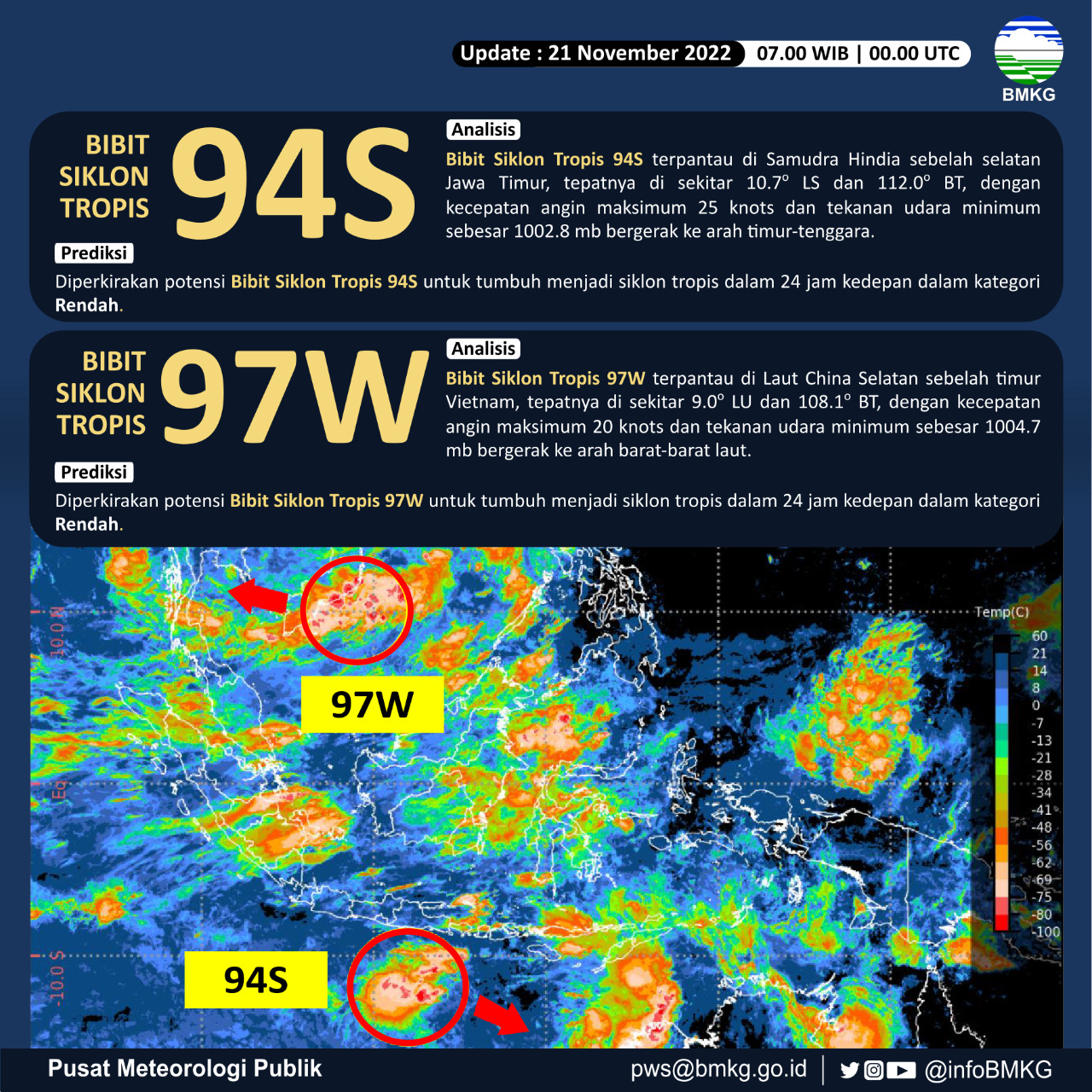 BMKG on Twitter: "Bibit Siklon Tropis 94S masih terpantau di Samudera Hindia dan Bibit Siklon ...