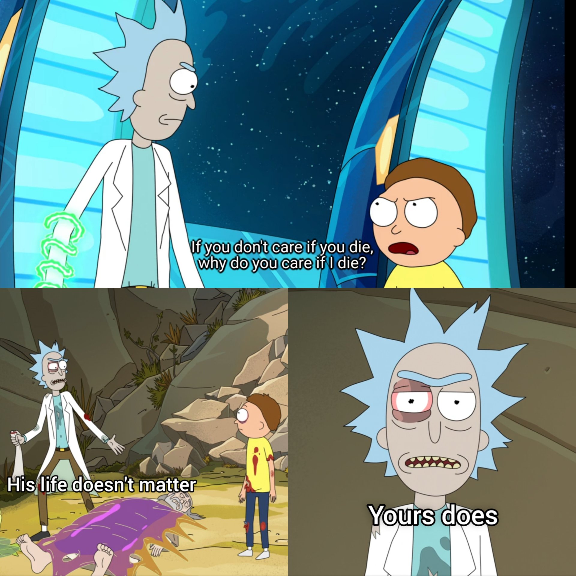 Fluffy (💙Rick has Morty💛) on Twitter: "NO PAUSE OR JOKE AFTERWARDS HE TOLD M0RTY HE MATTERED😭💕 ...