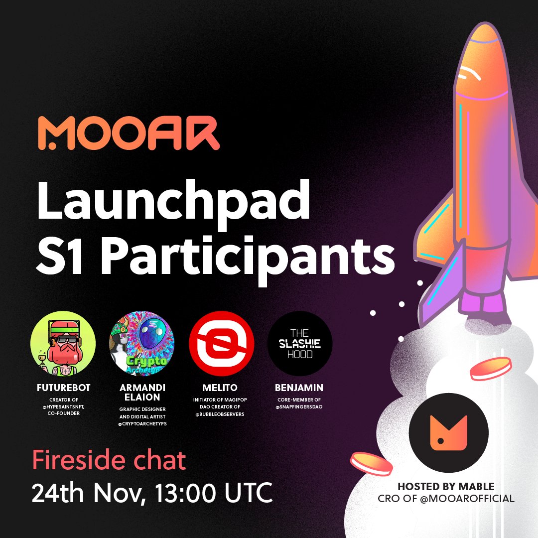 MOOAR | Season #1 on Twitter: "Fireside chat with MOOAR Launchpad Season 1 Participants Drop ...