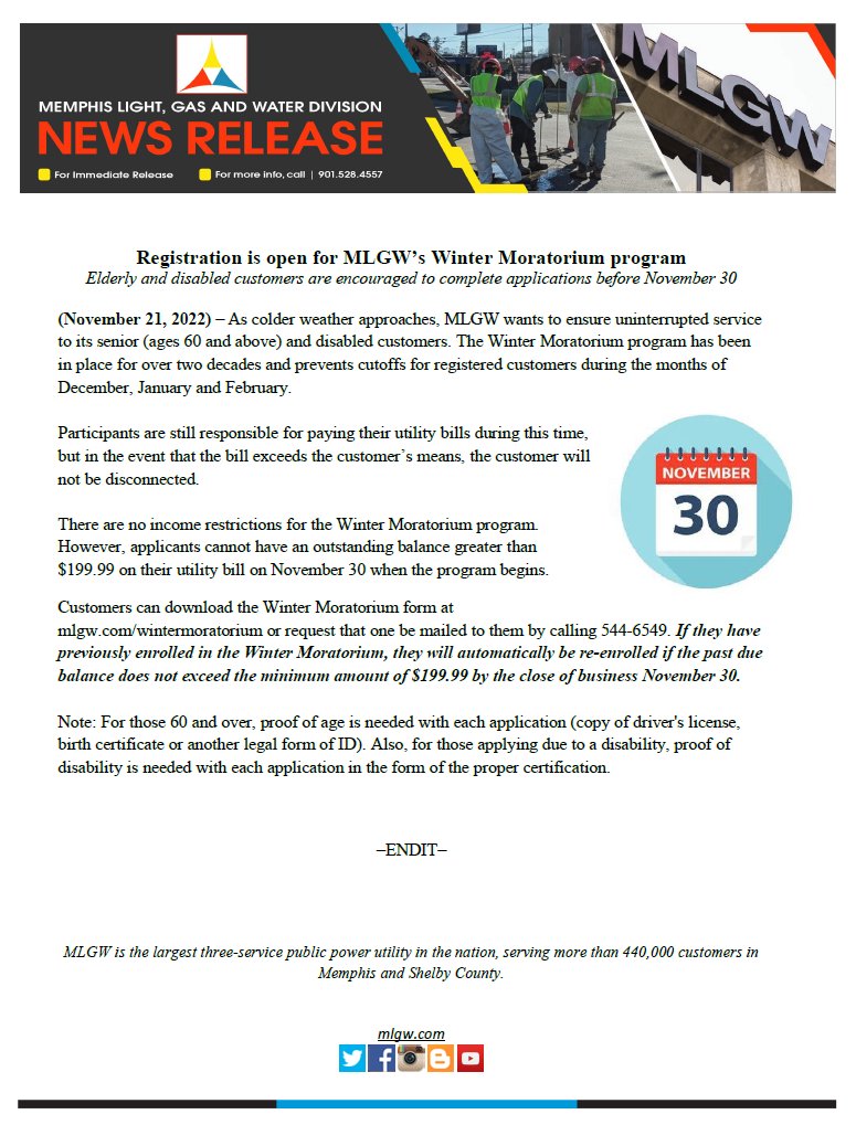 MLGW on Twitter: "Registration is open for MLGW'S Winter Moratorium program. The program ...