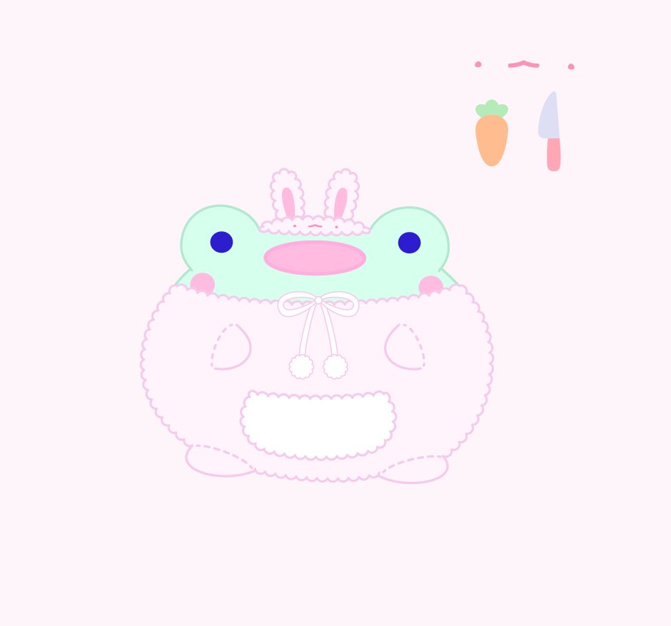 「frog disguised as a fluffy bunny plushie」|rachel 🐸 reichenbachのイラスト