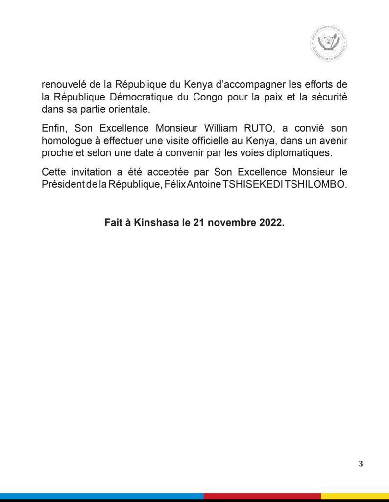 Milan Jed on Twitter: "RT @Presidence_RDC: #RDC 21.11.2022|#CitéUA Voici le communiqué conjoint ...