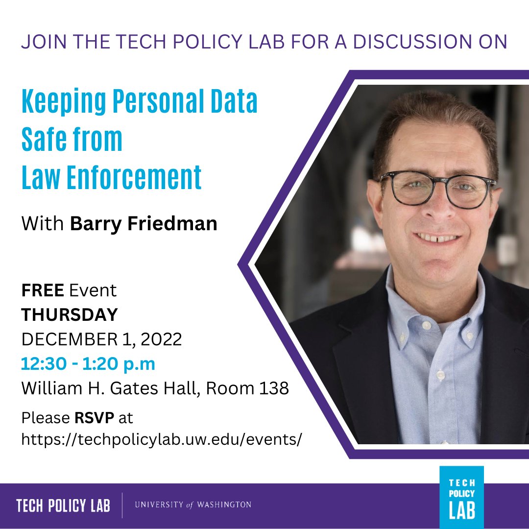 Tech Policy Lab on Twitter: "Only one week remaining to RSVP! Please join us for a Tech Talk ...