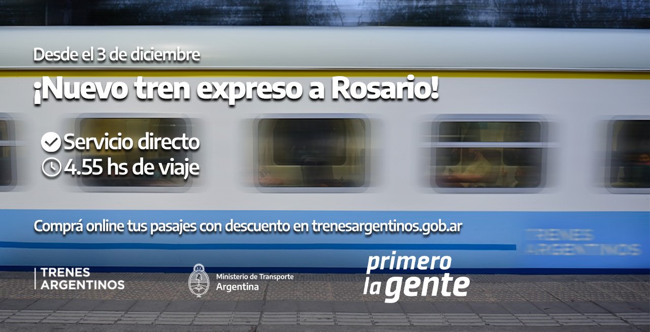 Trenes Argentinos on Twitter: "¡Ya están a la venta los pasajes para el nuevo expreso a Rosario ...