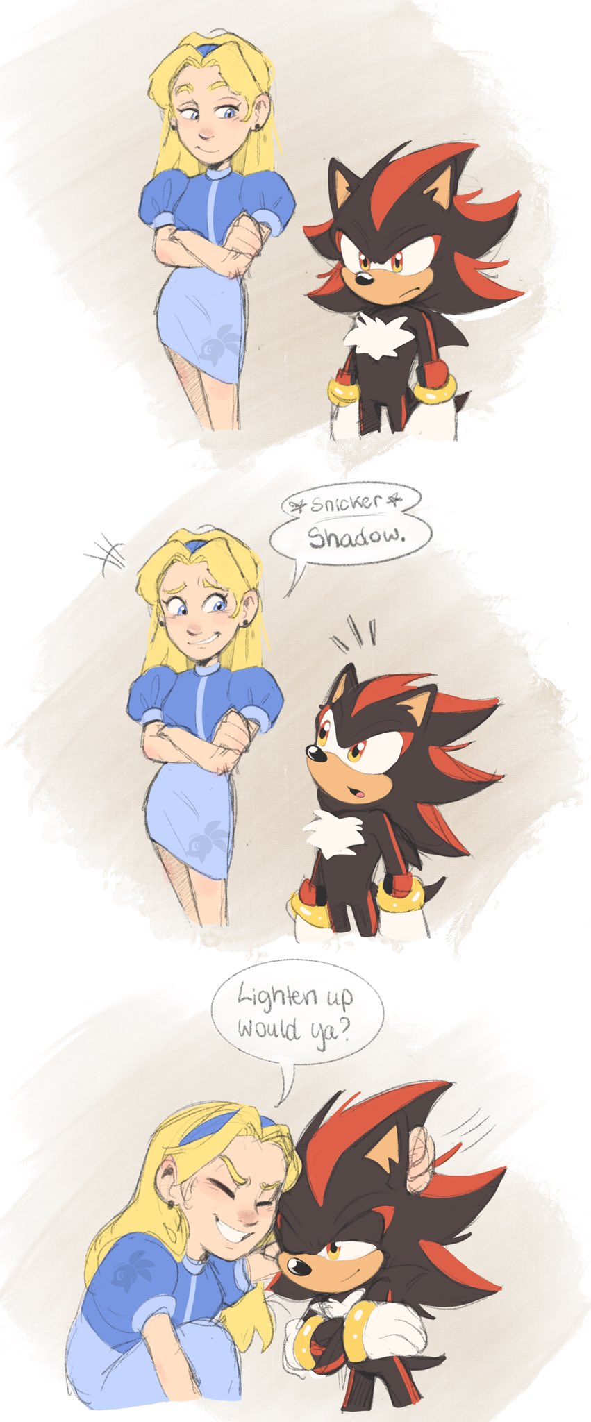 Qkora on Twitter: "Lighten up Shadow! :) #MariaRobotnik #ShadowTheHedgehog #SonicTheHedgehog # ...