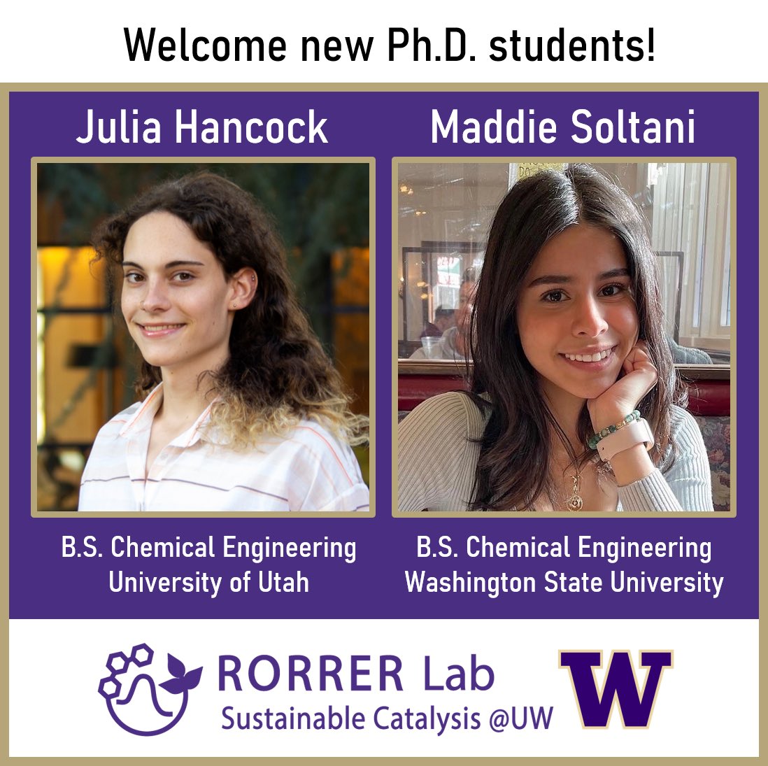 Julie Rorrer on Twitter: "Thrilled to welcome the first members of the Rorrer Lab! I feel so ...