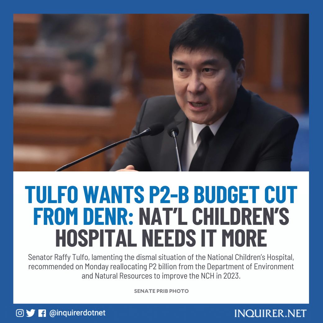 Inquirer on Twitter: "Senator Raffy Tulfo, in particular, said he wants to slash the P12 billion ...