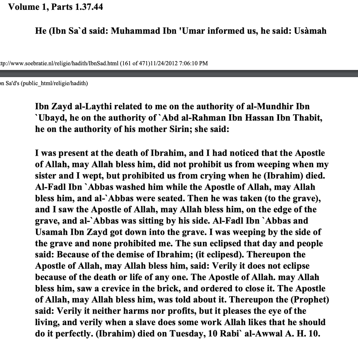 A thread analyzing some information regarding the famous hadith about ...