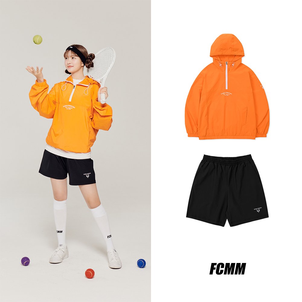 FCMM on Twitter: "[FCMM Styling] 📌WHO: 아이브 레이 📌WHAT: 원포인트 아노락_라이트 오렌지 / 포시즌 시그니처 스트레치 쇼츠_블랙 📌 ...