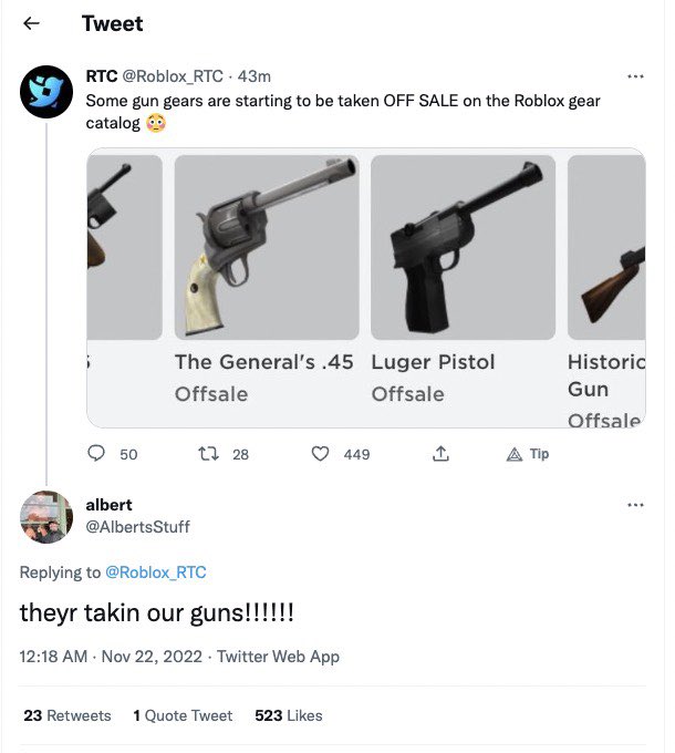KEEM 🍿 on Twitter: "Roblox kid joins the NRA https://t.co/nfF3kSY8Su" / Twitter