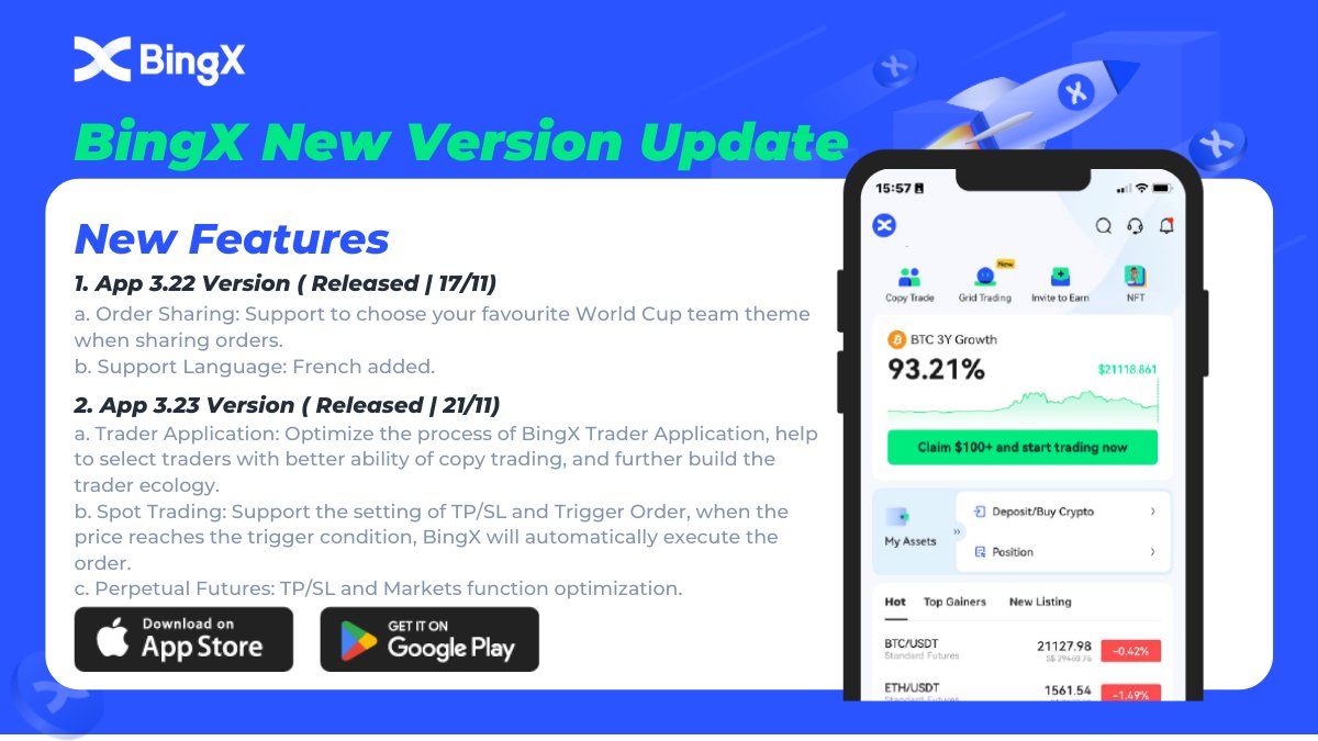 BingX @ Token 2049 London on Twitter: "BingX New Features ⚡️1. App 3.22 Version ( Released | 17/ ...