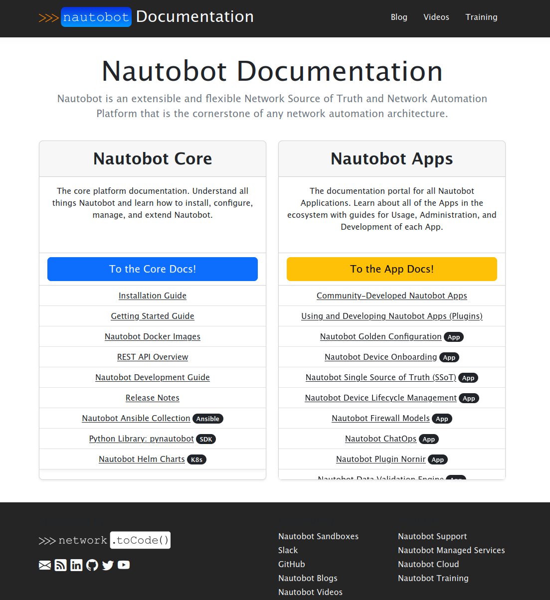 Read the Docs on Twitter: "Nautobot is the project of our today’s 💫 Showcase the Docs 🌟 edition ...