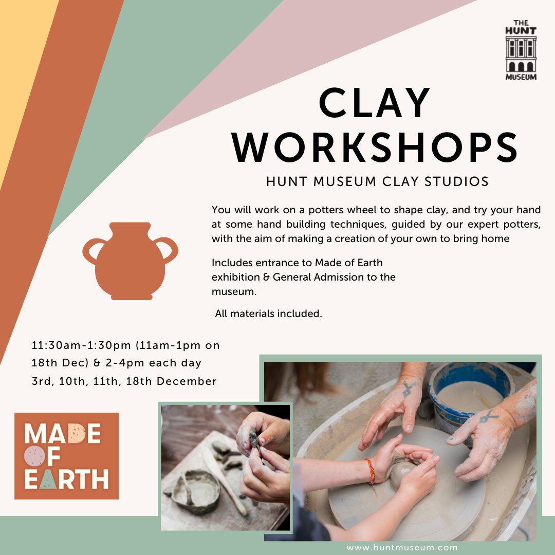 The Hunt Museum on Twitter: "Check out our Clay Workshops! Participants will work on a potters ...