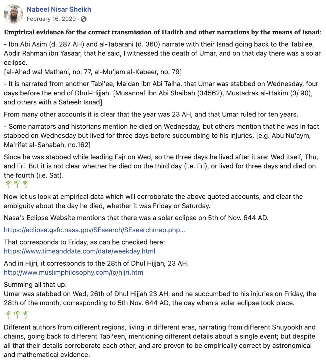 A thread analyzing some information regarding the famous hadith about ...