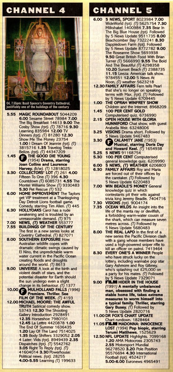 Adam Beckwith on Twitter: "And here's what was on ITV Central, Channel 4, and Channel 5 on this ...