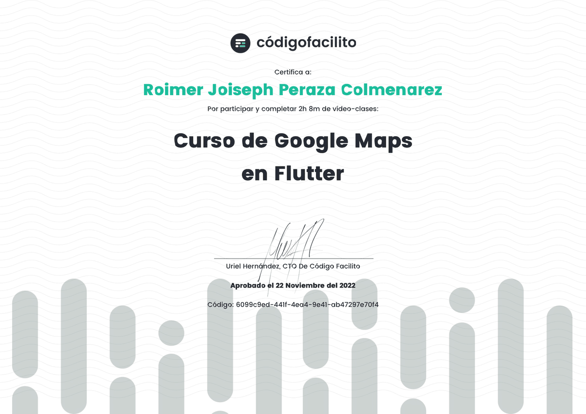 Código Facilito 🐊 on Twitter: "RT @joisephdev: ¡He finalizado el Curso de Google Maps en Flutter ...