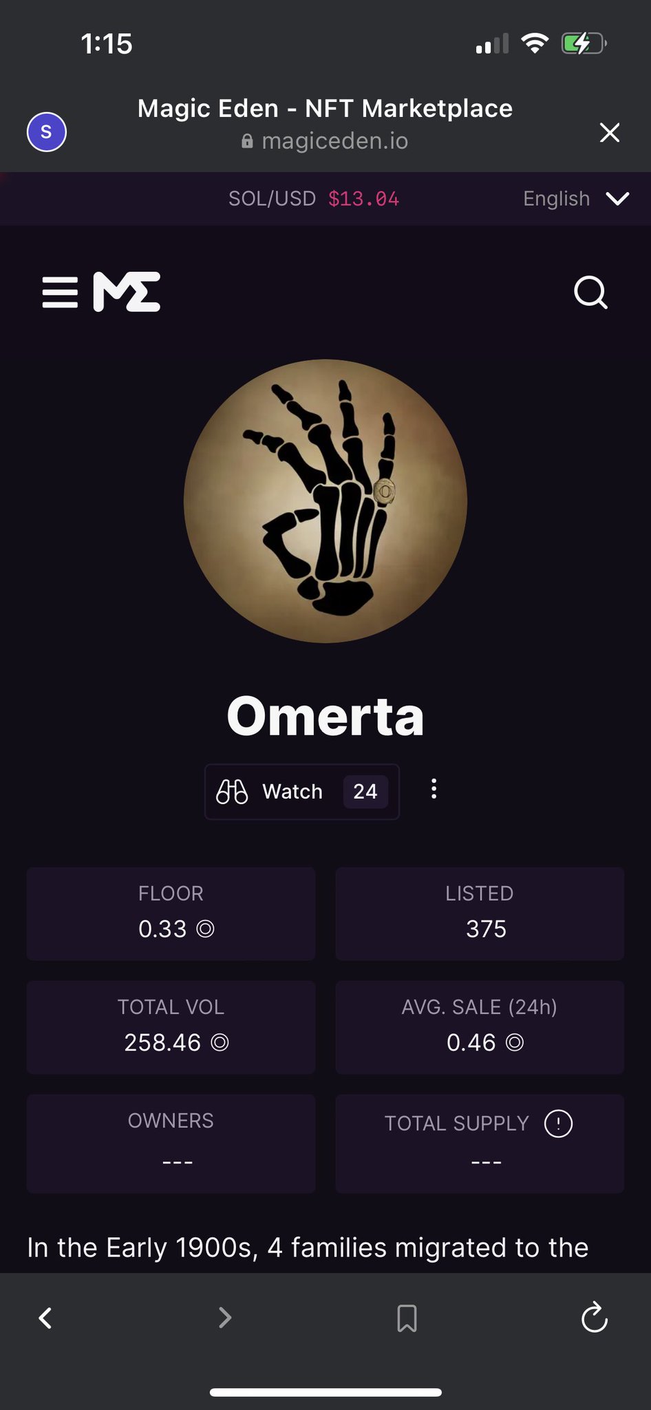 soicy.sol🧊 on Twitter: "Omertà Update 11/23 👌🏽 Omertà has now minted out and 3x from mint price ...