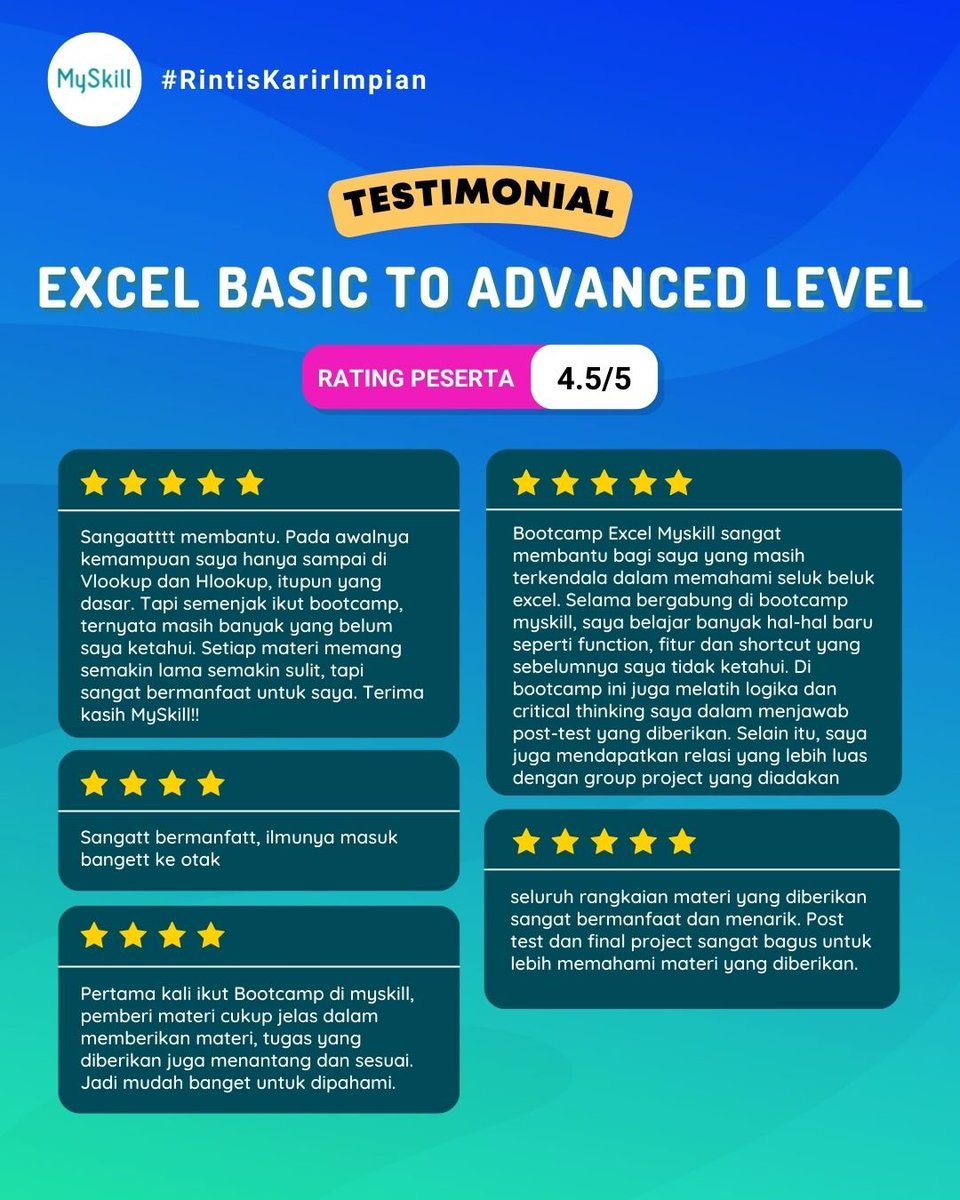 MySkill - Si Paling Belajar 💎 on Twitter: "😃Intensive Bootcamp : Ms Excel Basic To Advanced😃 15 ...