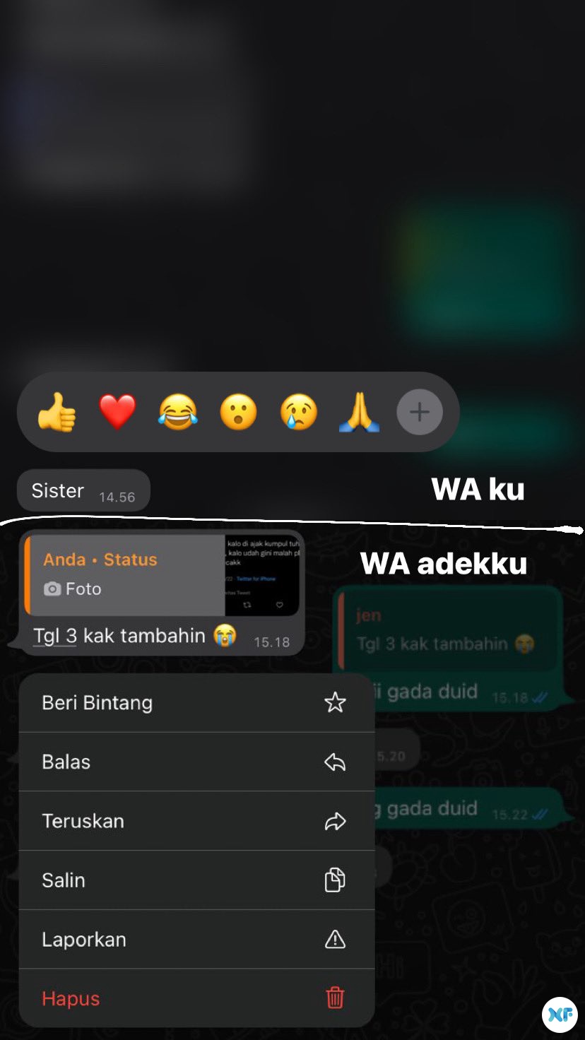 NGALAMFESS on Twitter: "oyi rek ada yang tau gak ini kenapa di WA adekku kalo kalo di klik lama ...