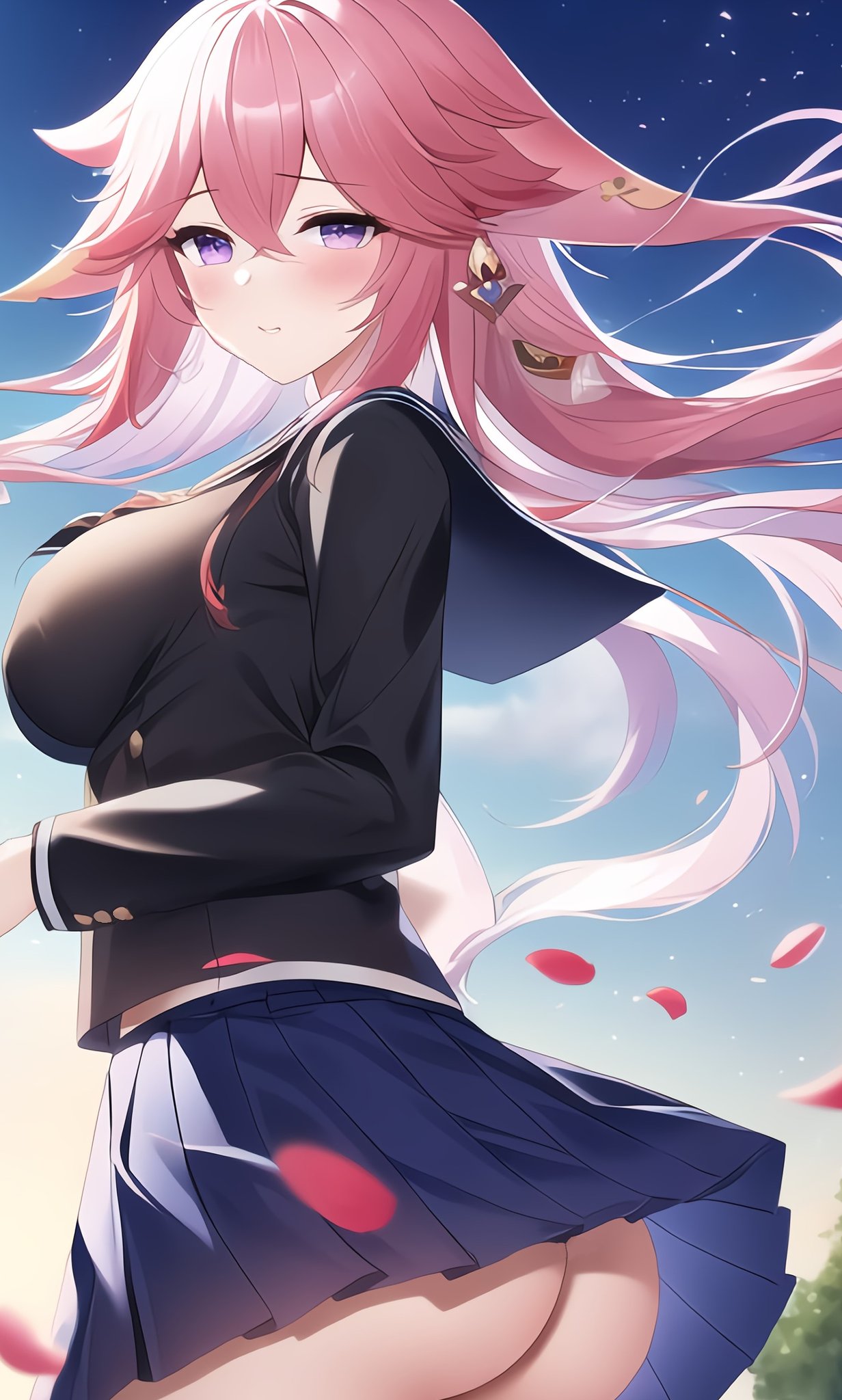 kitokito on Twitter: "制服八重神子 ※クリックすると少しセンシティブなイラストです #原神 #八重神子 #GenshinImpact #novelAI https://t ...