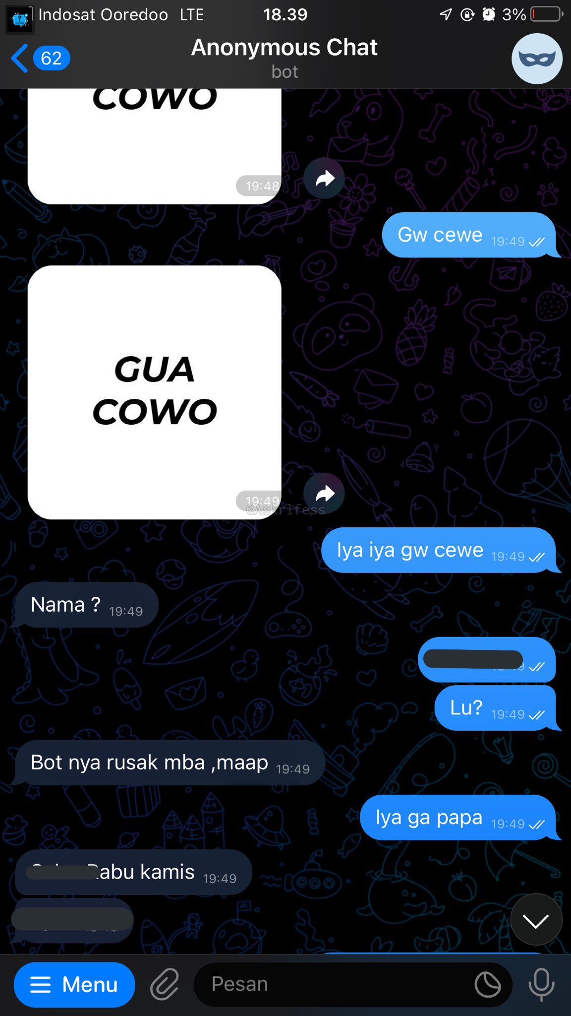 Askrlfess on Twitter: "Coba spill chat pertama kalian sama pacar dan ketemu dimana?, mulai dari ...
