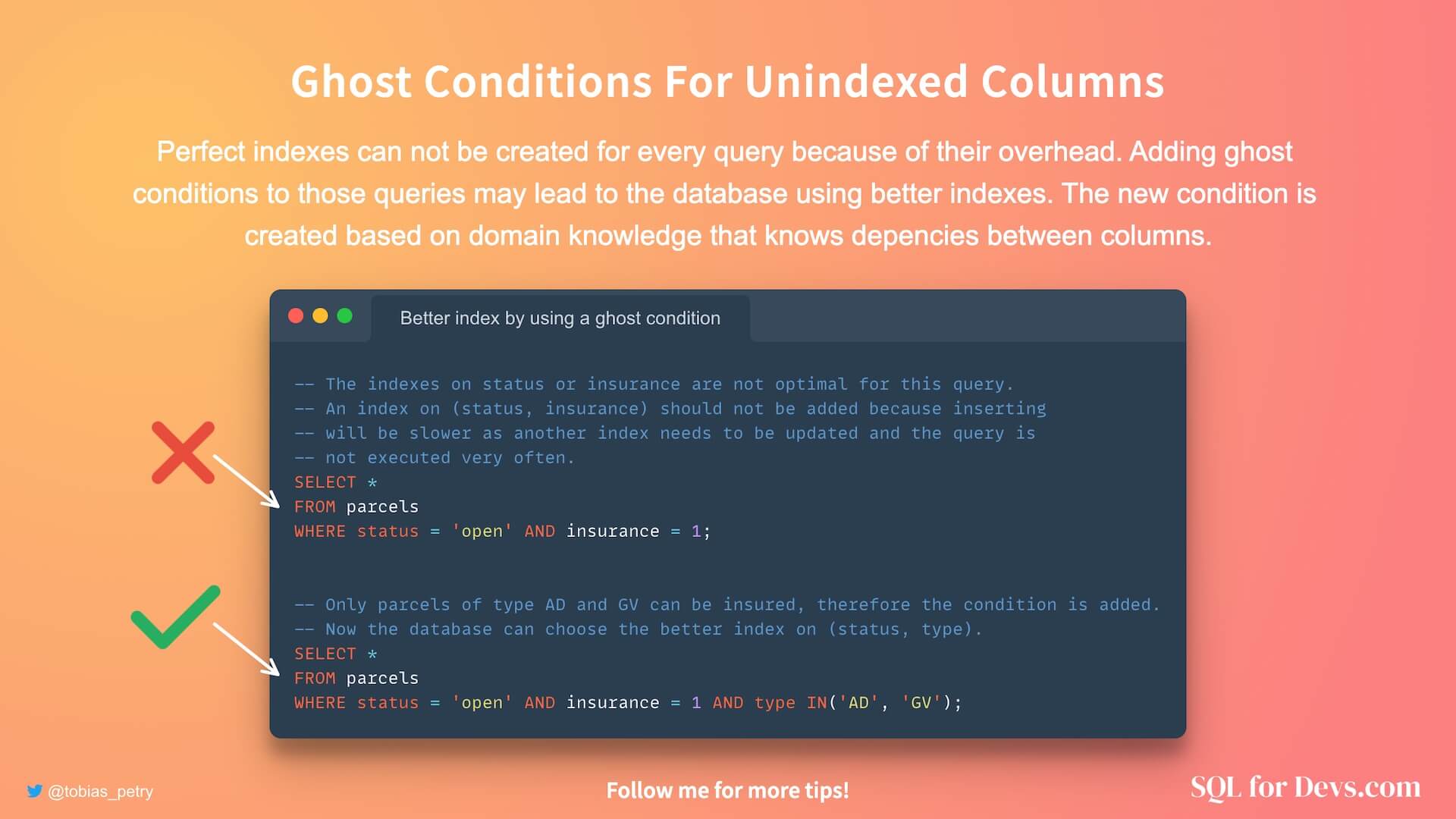 Tobias_Petry.sql on Twitter: "⚡️ Database Tip Sometimes you can't create indexes for every query ...